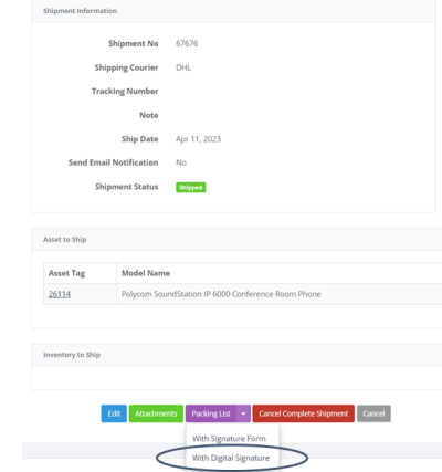 Asset and Inventory Management with Digital Signature